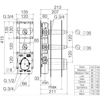 Dornbracht Grundkörper xTool Thermostatmodul mit 2 Ventilen 3/4 ...