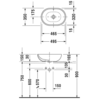 Duravit Foster Aufsatzbecken 49,5 x 35 cm 0335500000 - MEGABAD