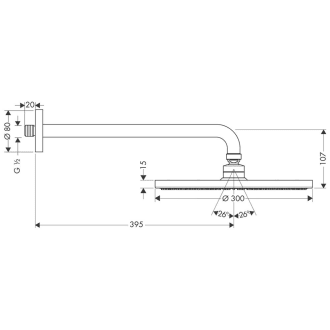 hansgrohe Raindance S Kopfbrause 300 1jet mit Brausearm 39 cm 27493000 ...