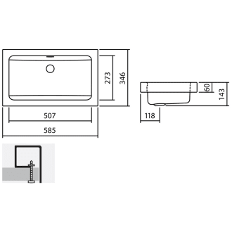 Alape Aufsatzbecken AB.R585.1, rechteckig 58,5 x 34,7 cm 3205000000 ...