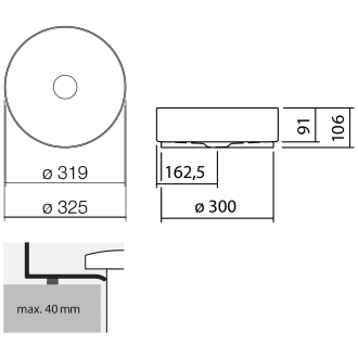 Alape Aufsatzbecken AB.KE325, kreisförmig mit 32,5 cm Ø 3220000000 ...