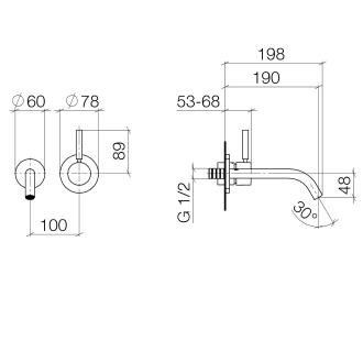 Dornbracht Meta Waschtisch-Wand-Einhandbatterie ohne Ablaufgarnitur ...