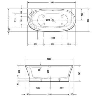 Duravit Cape Cod BadewanneVorwandversion 190 x 90 cm 700364000000000 ...