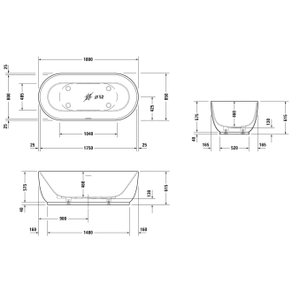 Duravit Luv Badewanne freistehend 180 x 85 cm, mit Überlauf ...