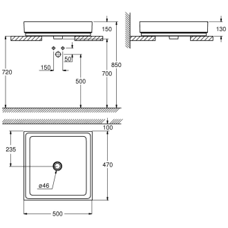 GROHE Cube Keramik Aufsatzschale 50 cm 3948100H - MEGABAD