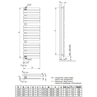 HSK Yenga Badheizkörper 60 x 180 cm 8760180-04 - MEGABAD