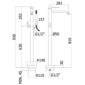 Kronenbach Lima 2.0 White freistehende Wannenarmatur 100.1162WMKB - MEGABAD