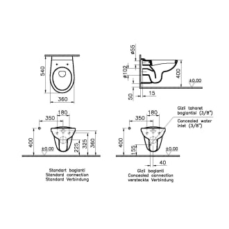 VitrA Options Norm Wand-WC mit Spülrand mit Bidetfunktion 6855L003-0868 ...