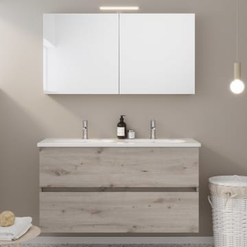 burgbad Liniq Badmöbel Set 120,5 cm mit LED-Spiegelschrank - MEGABAD