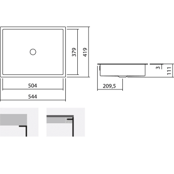 Alape Metaphor UB.ME500 Unterbaubecken 50,4 x 37,9 cm 3226701000 - MEGABAD