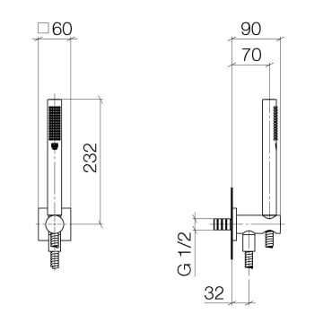 Dornbracht CL.1 Schlauchbrausegarnitur mit integriertem Brausehalter ...