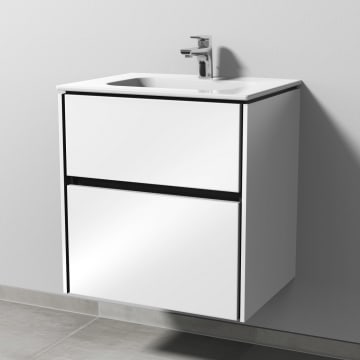 Sanipa Twiga Keramikwaschtisch Design 60 cm mit Unterschrank, 2 Auszüge ...