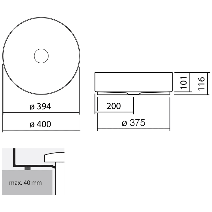 Alape Aufsatzbecken AB.KE400 Bicolor, kreisförmig mit 40 cm Ø ...