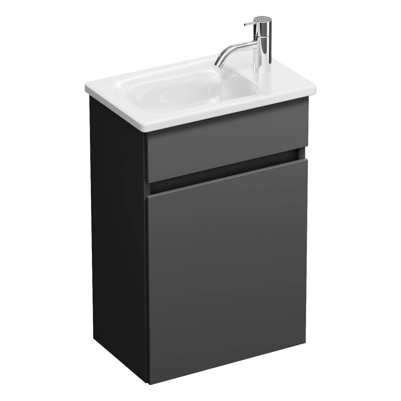 burgbad Lin20 Waschtischunterschrank mit Keramik-Waschtisch 43 cm, 1 Tür, links - MEGABAD