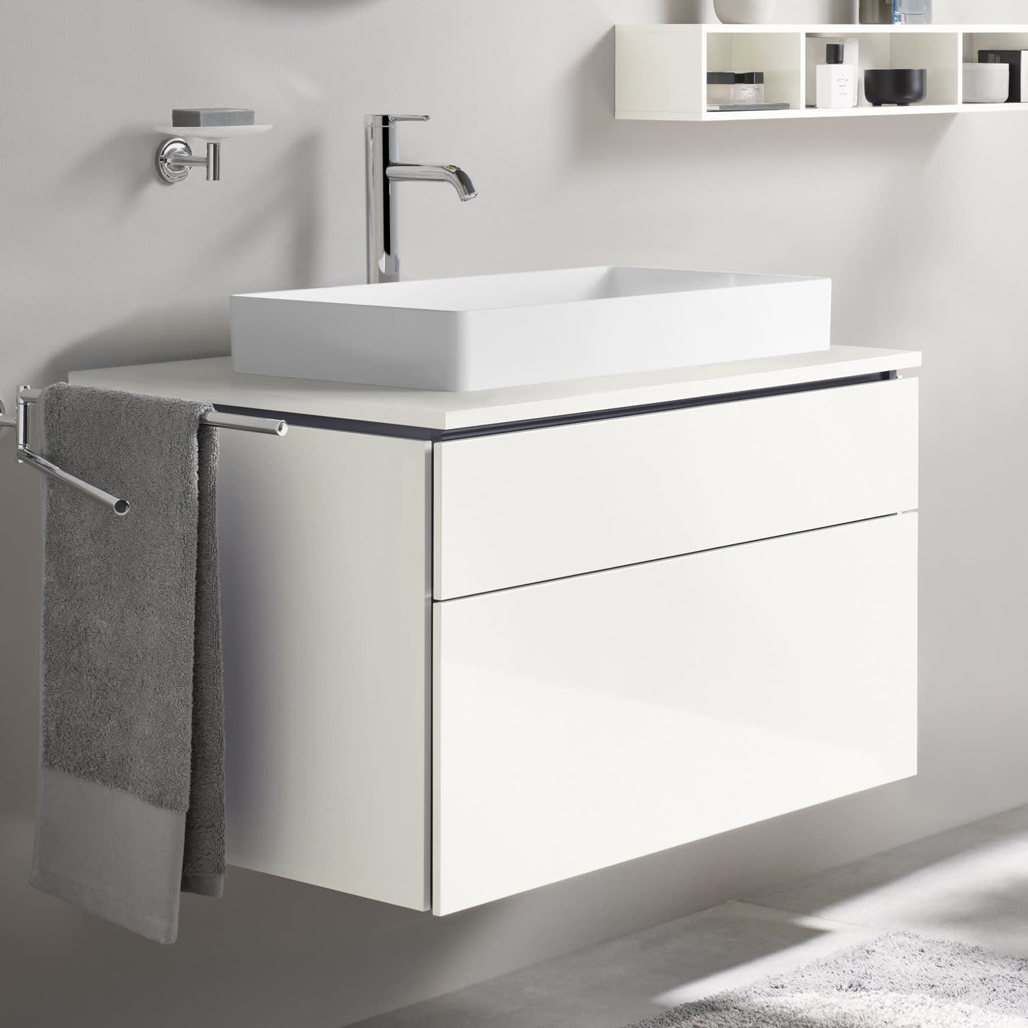 Duravit DuraSquare Aufsatzbecken mit L-Cube Konsolenwaschtischunterbau ...