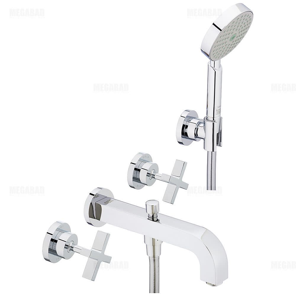 AXOR Citterio Fertigset 3-Loch Wandarmatur UP für Wanne mit Kreuzgriff ...