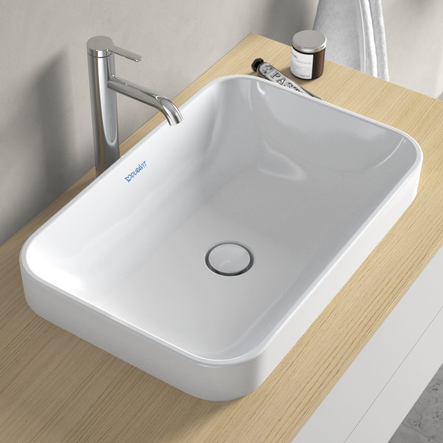 Duravit Happy D.2 Plus Aufsatzbecken 60 cm weiß, ohne Überlauf, ohne ...