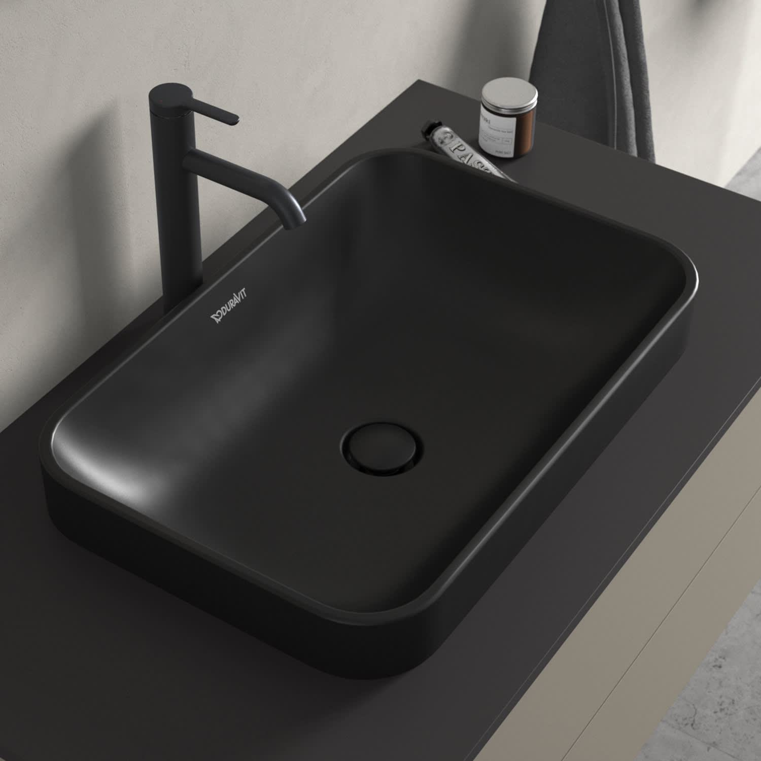 Duravit Happy D.2 Plus Aufsatzbecken 60 cm anthrazit matt, ohne ...