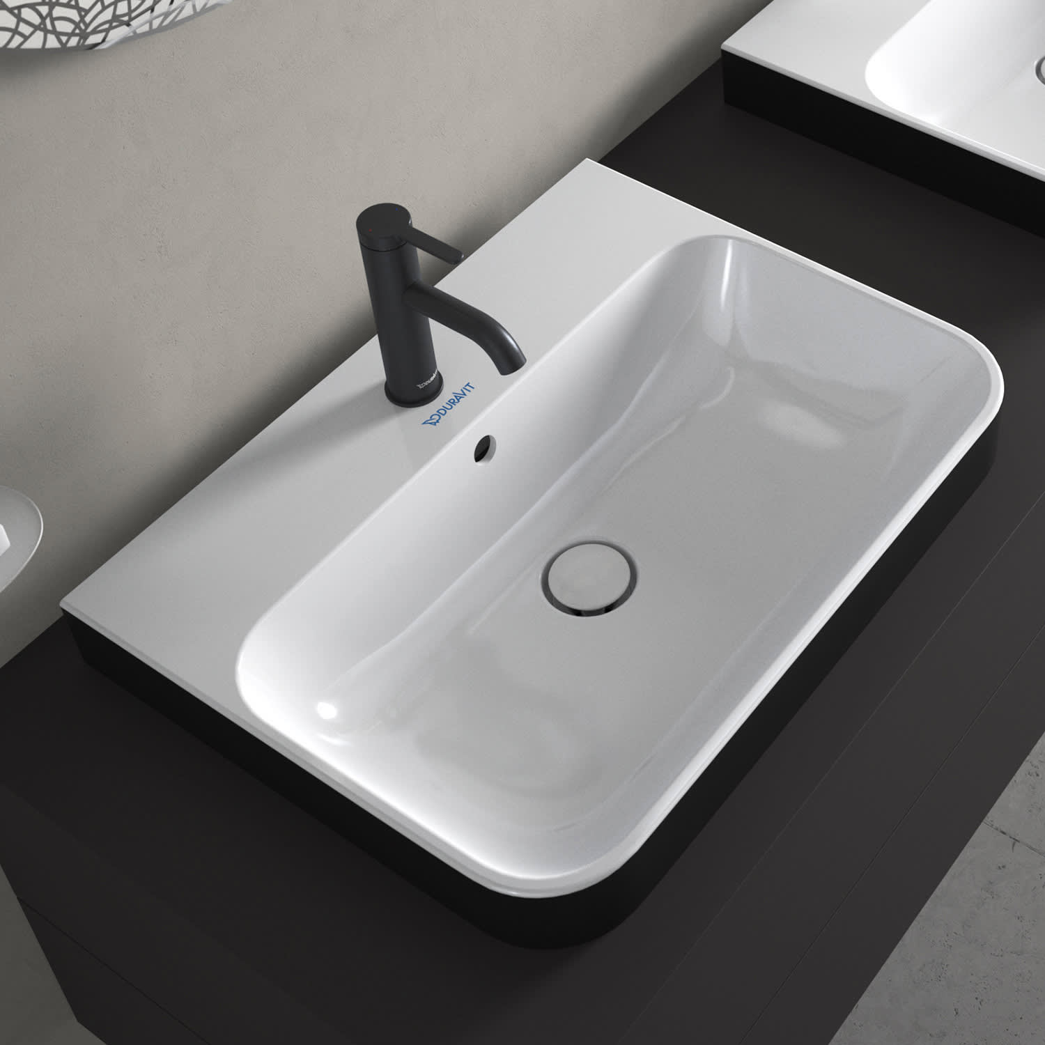 Duravit Happy D.2 Plus Aufsatzbecken 60 cm weiß/anthrazit matt, mit ...