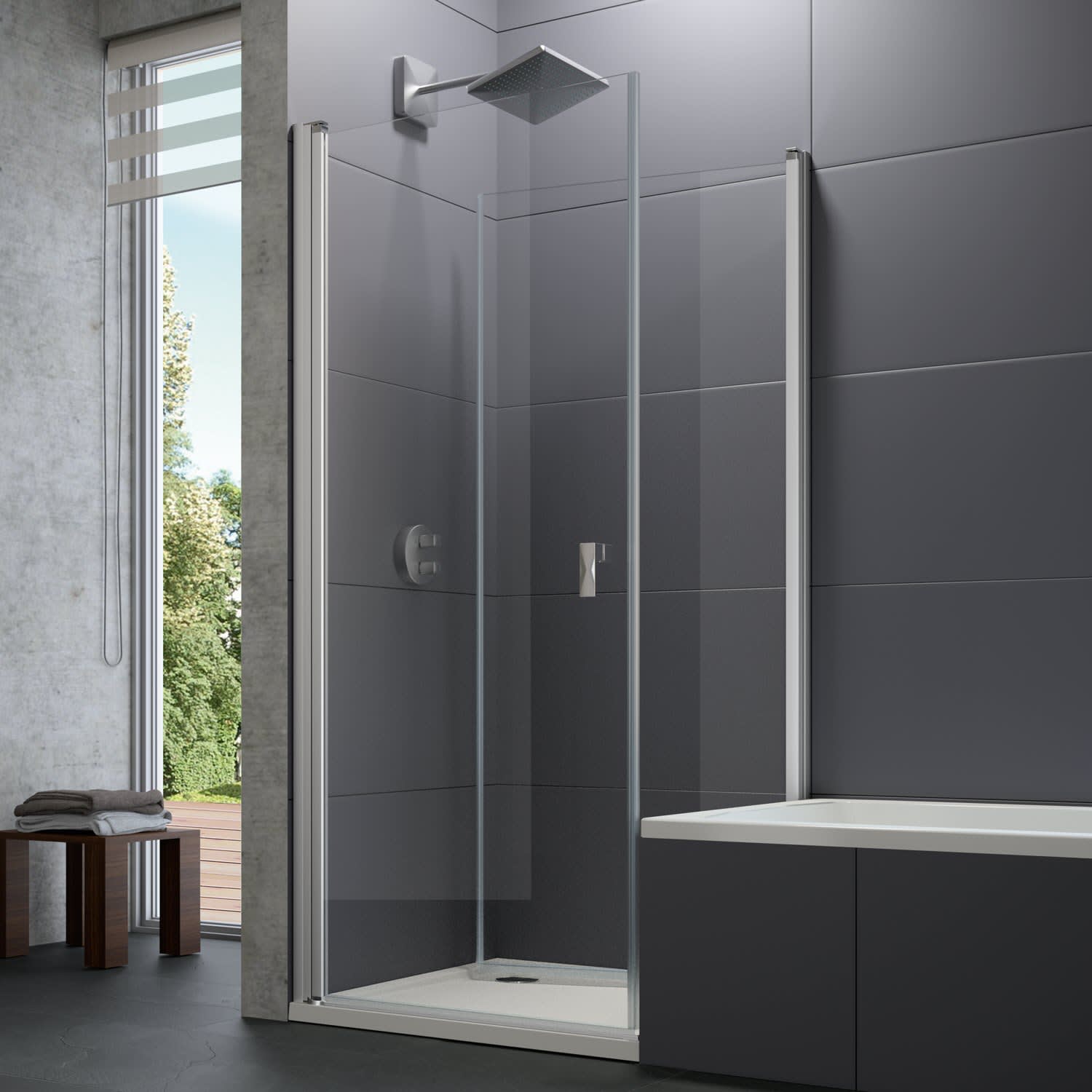 HÜPPE Design pure 4-Eck bewegliche Seitenwand 80 x 190 cm 8P7703092322 ...