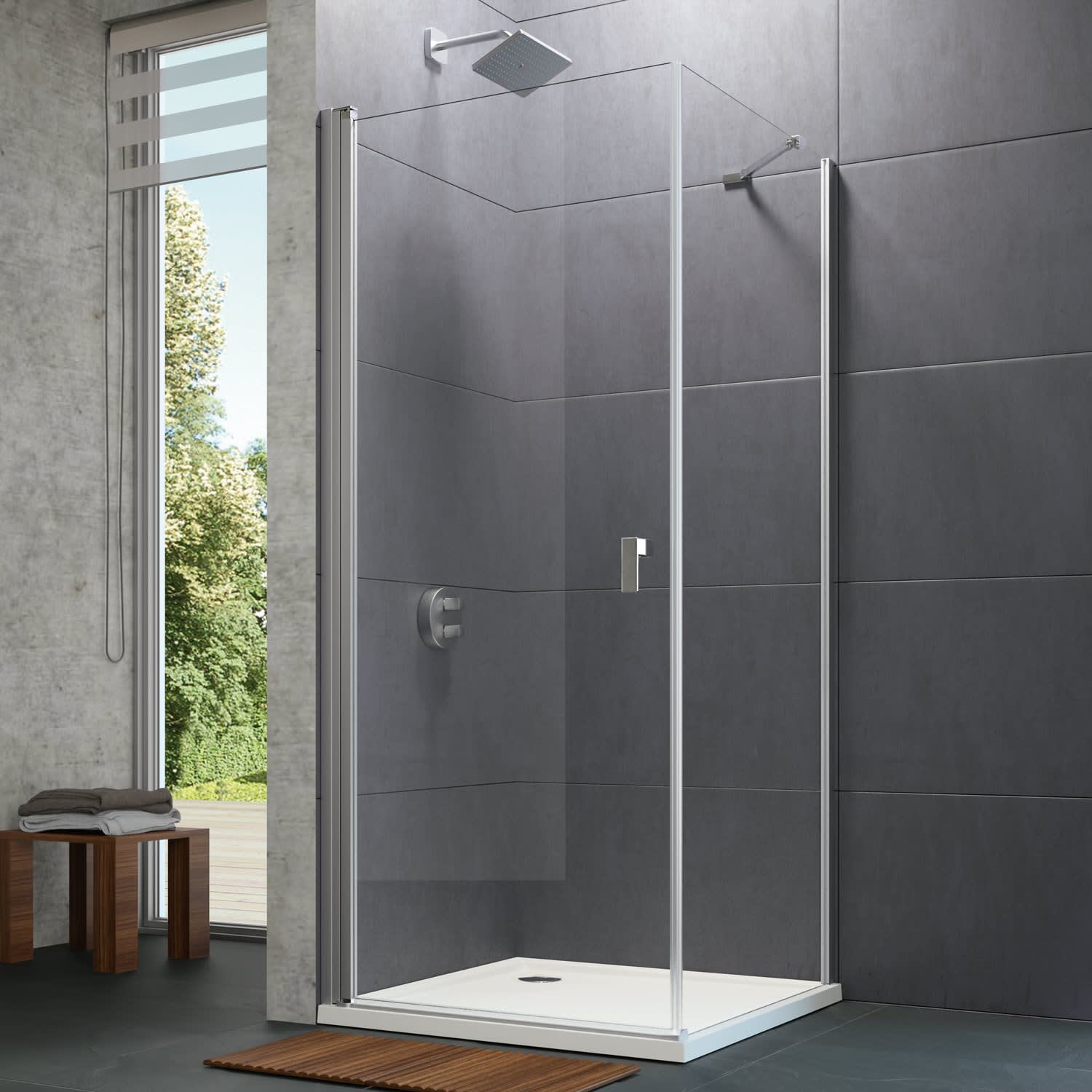 Hüppe Design pure 4-Eck Schwingtür 100 x 200 cm 8P0609092322 - MEGABAD