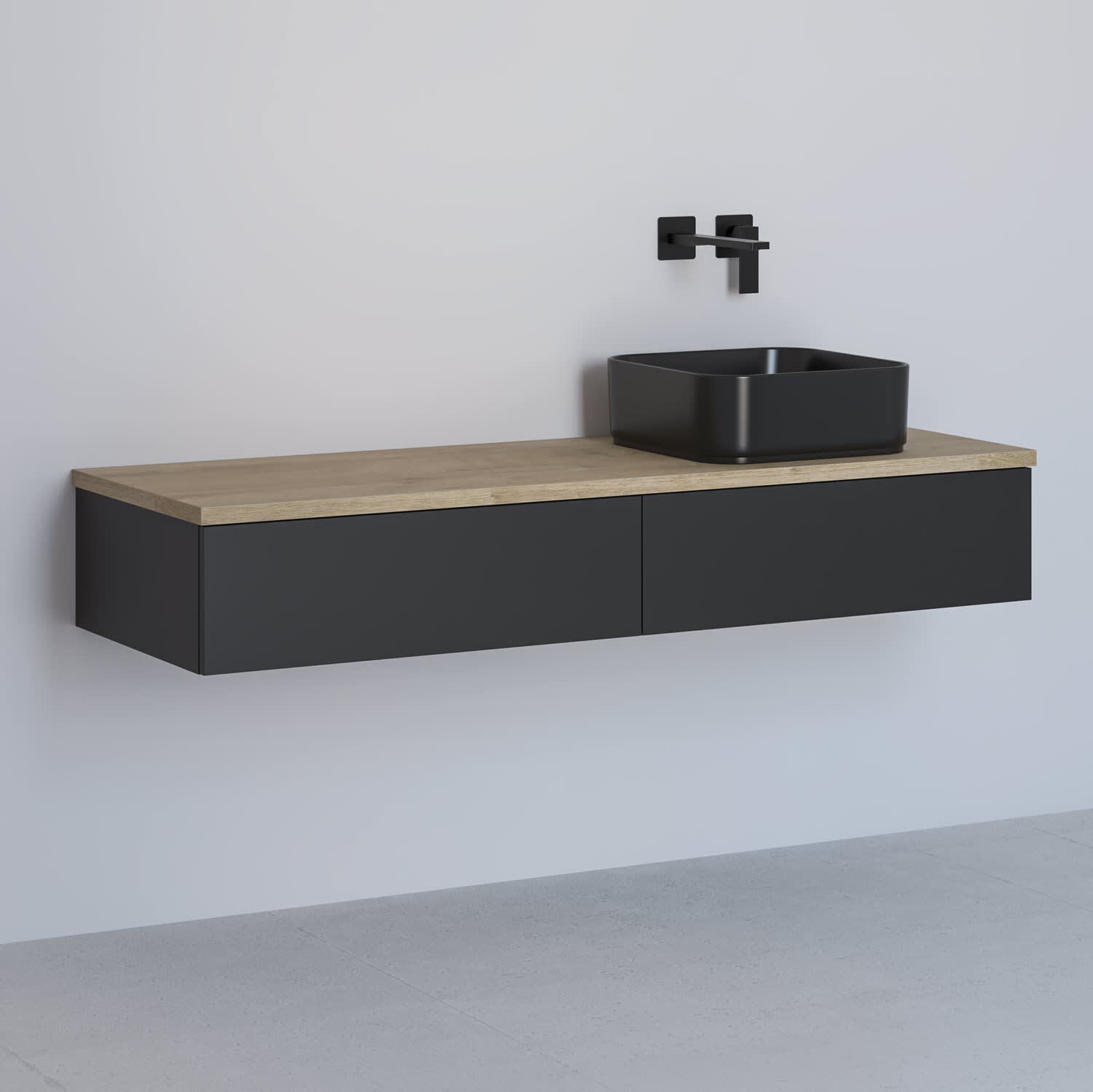 Kronenbach Cube Waschtischkonsole 141 cm mit 2 Auszügen und TIP-ON - MEGABAD