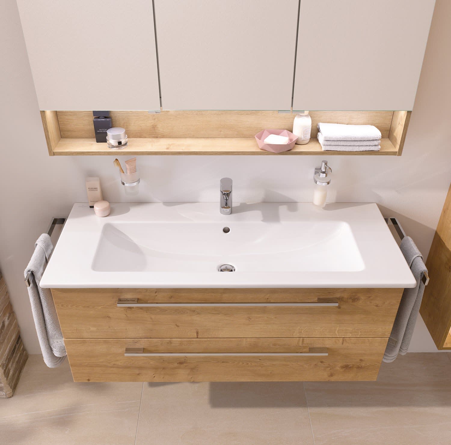 Puris b • brace Waschtisch-Set 120 cm mit Keramik-Einzelwaschtisch ...