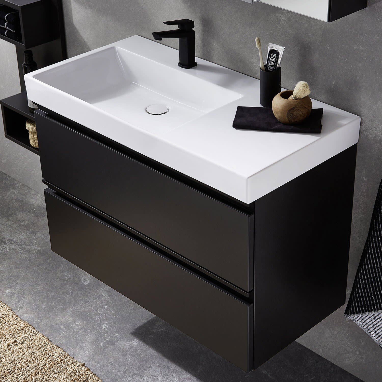 Puris c!puro Waschtischset 92 cm mit Waschtisch, Ablage rechts und ...