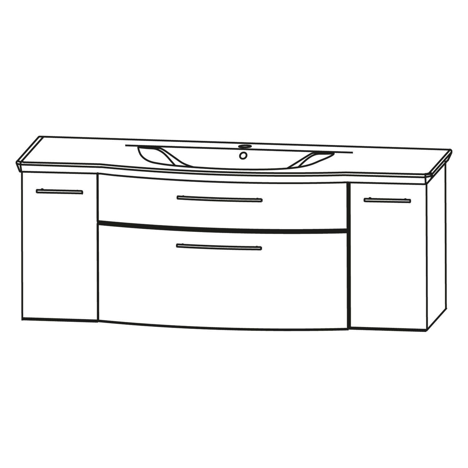 Puris Linea Waschtisch mit Unterschrank 131,2 cm mit LED-Beleuchtung ...