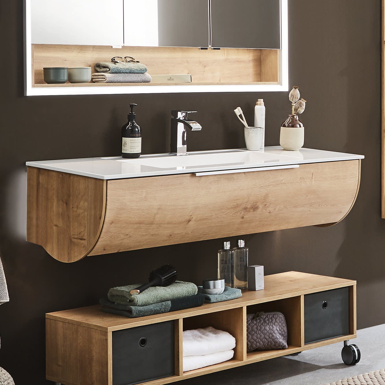 Puris Rounds Waschtischunterschrank für Möbelwaschtisch 122 cm mit 1 ...