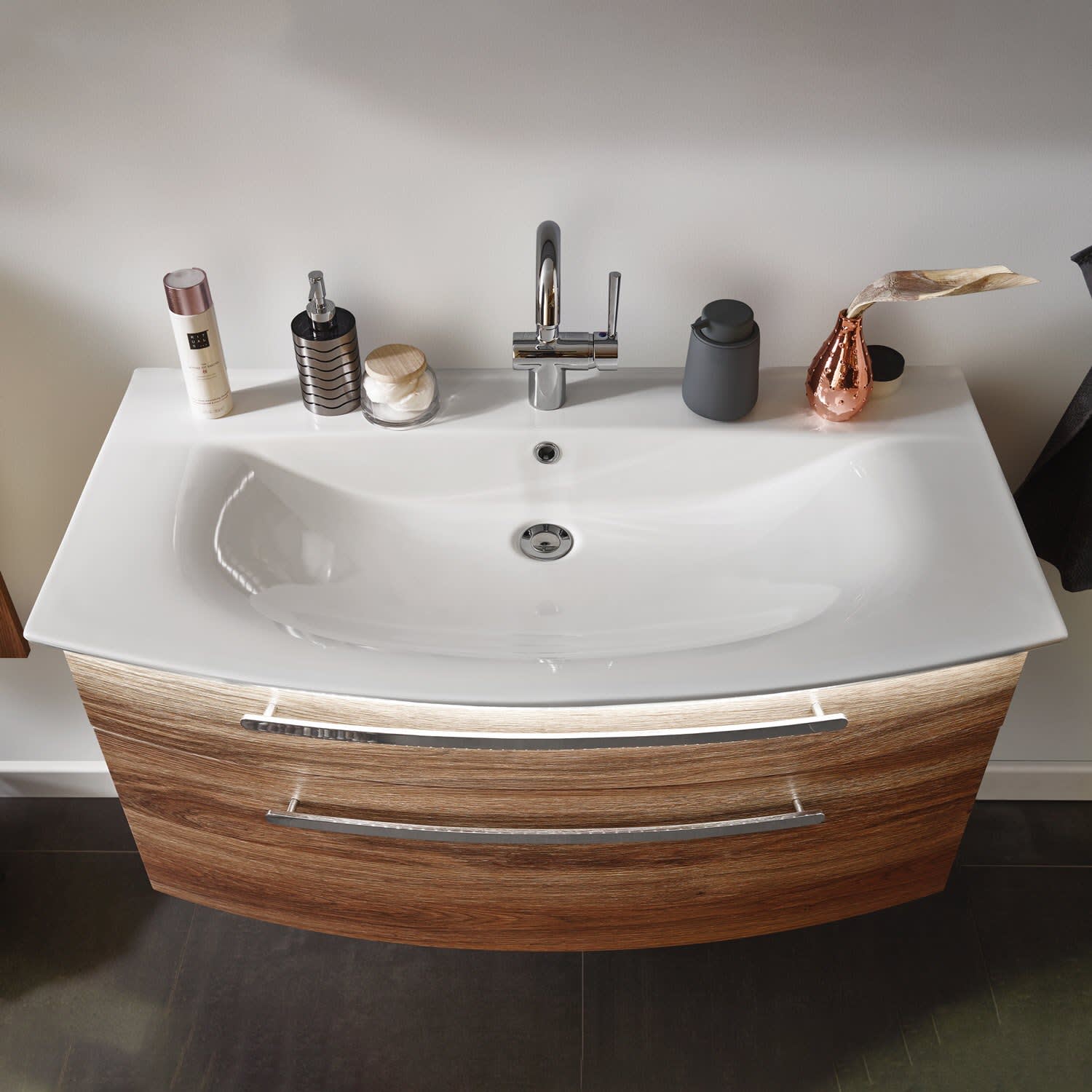 Puris Speed Keramik Möbelwaschtisch 82 cm mit LED-Beleuchtung ...